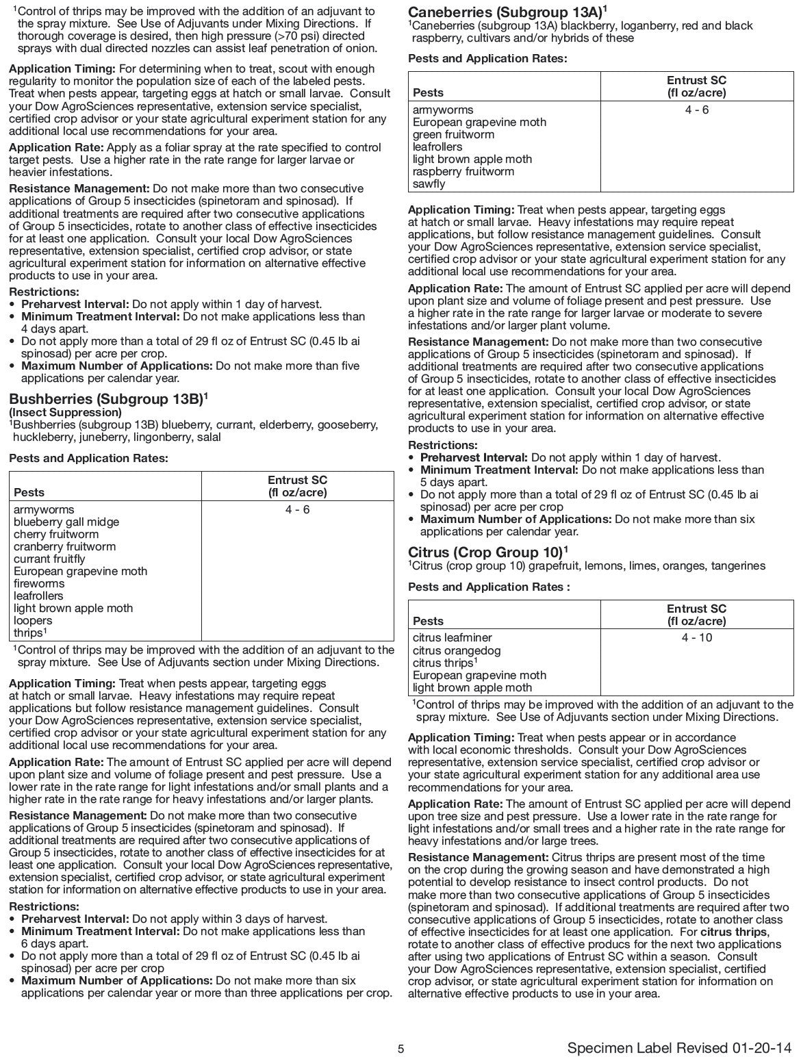 Entrust SC 22.5% Spinosad OMRI listed – Ohio Earth Food Organic Fertilizer